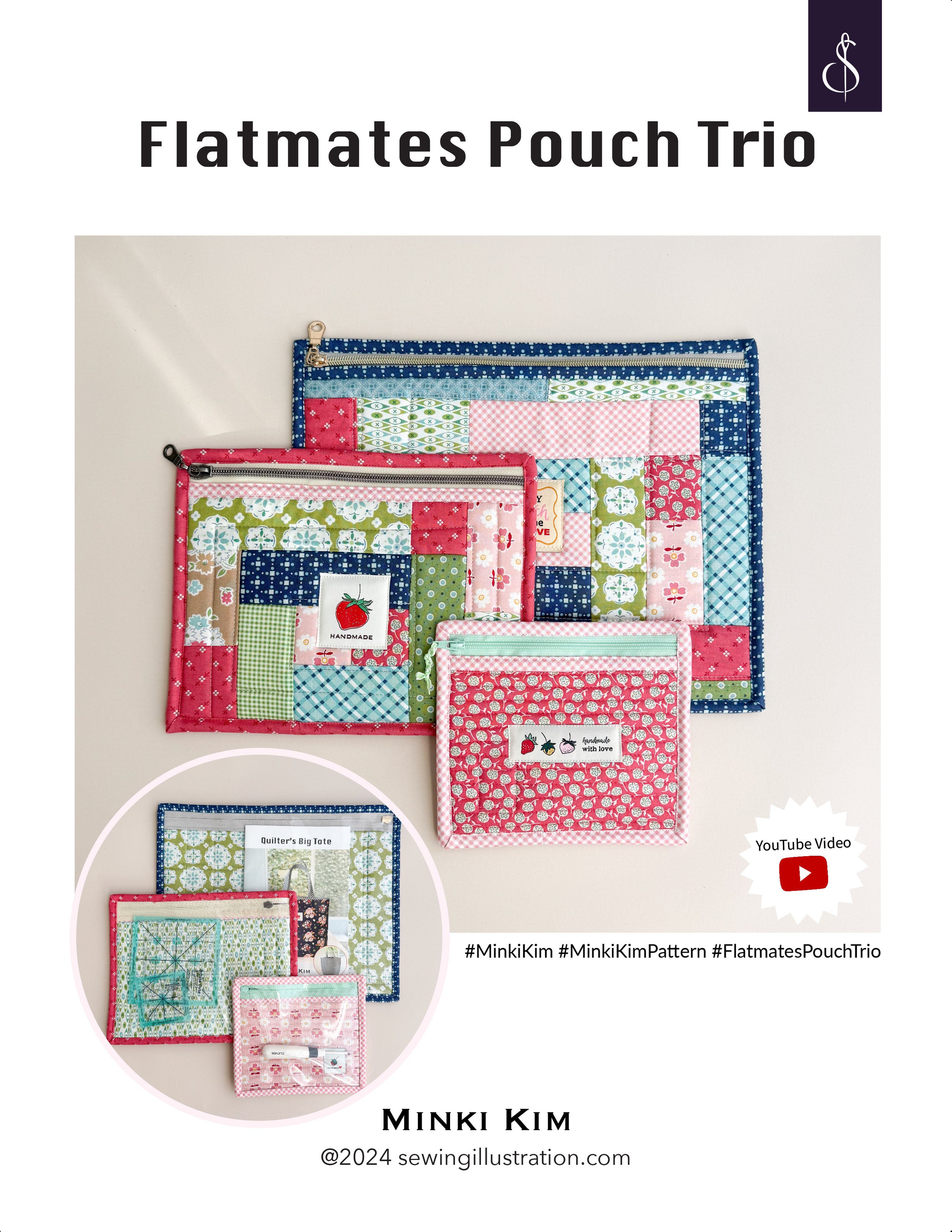 Flatmates Pouch Trio Paper Pattern – Sewing Illustration
