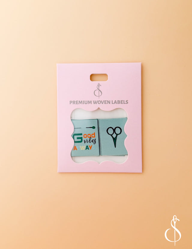 Good Vibes 2 Woven Labels – Sewing Illustration