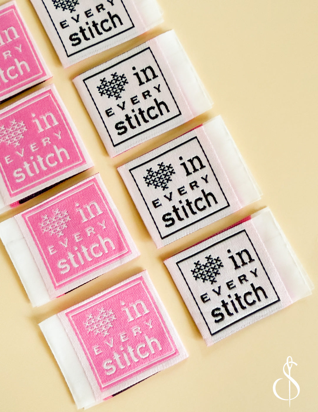 Pink Stitch Woven Labels – Sewing Illustration