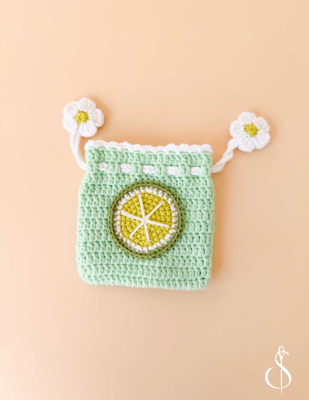 Handmade Crochet Lime Pouch – Sewing Illustration