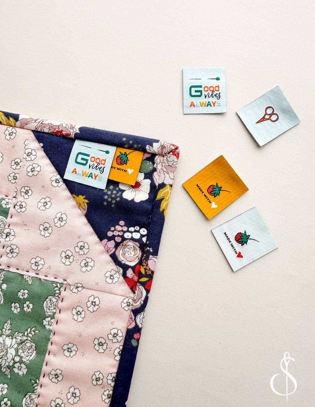 Made With Love Folded Woven Labels – Sewing Illustration