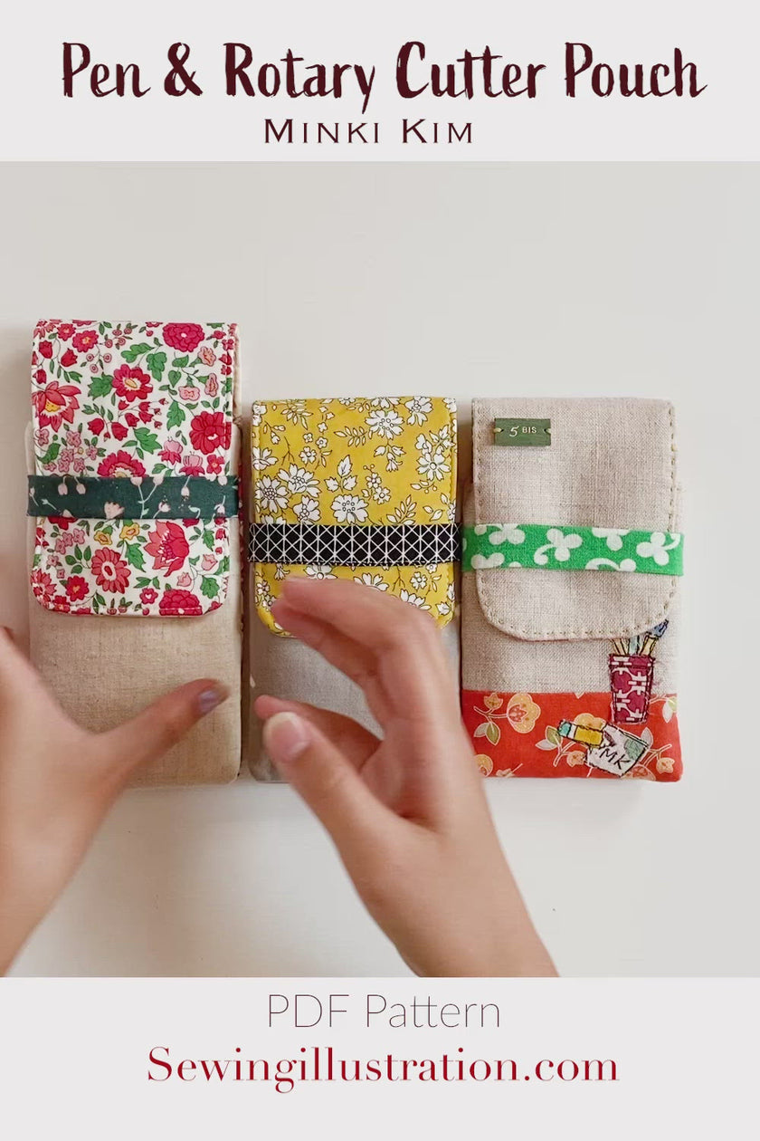 Pen and Rotary cutter Pouch PDF Download Pattern – Sewing Illustration