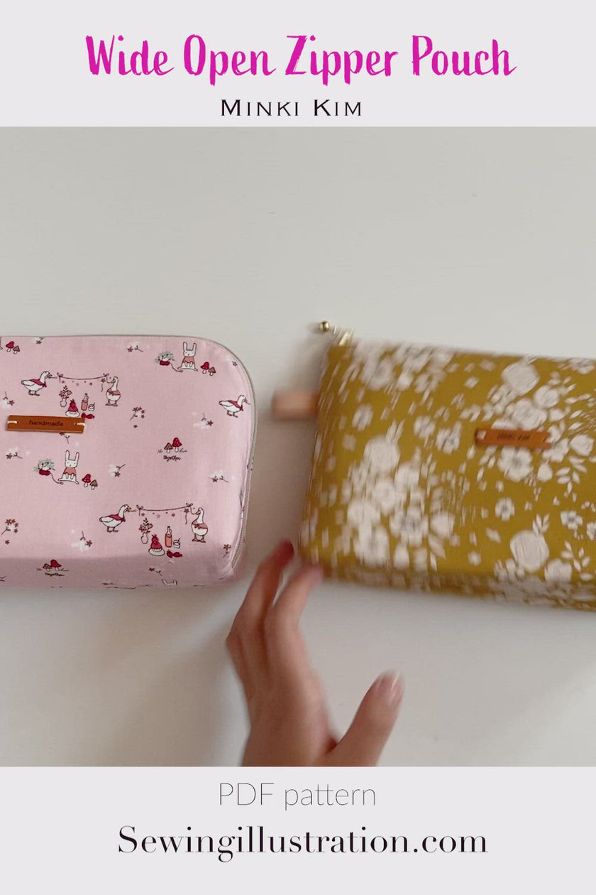 Wide Open Zipper Pouch PDF Download Pattern – Sewing Illustration