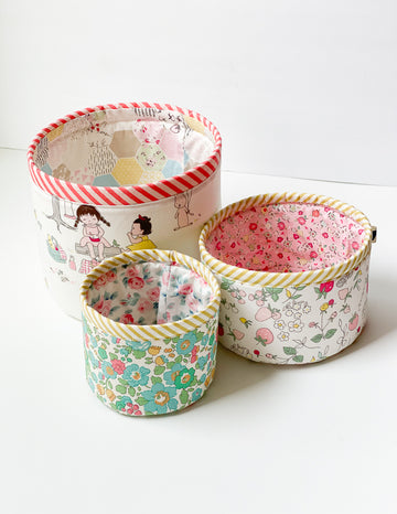 Fabric Basket Trio PDF Download Pattern – Sewing Illustration