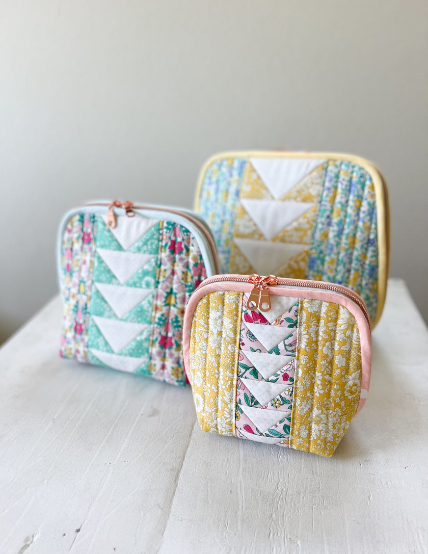 Flying Geese Pouch Trio PDF Download Pattern – Sewing Illustration