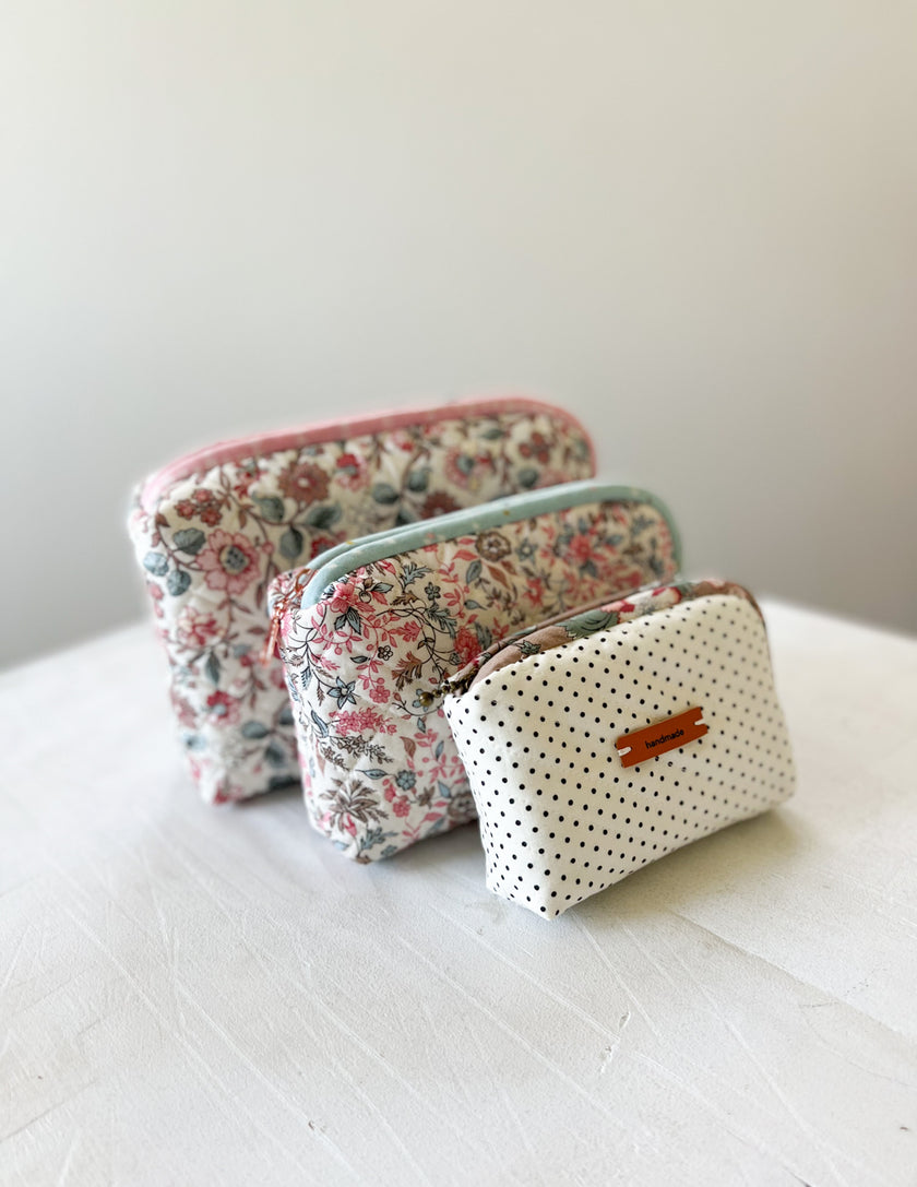 Quilted Wide Open Pouch Trio PDF Download Pattern – Sewing Illustration